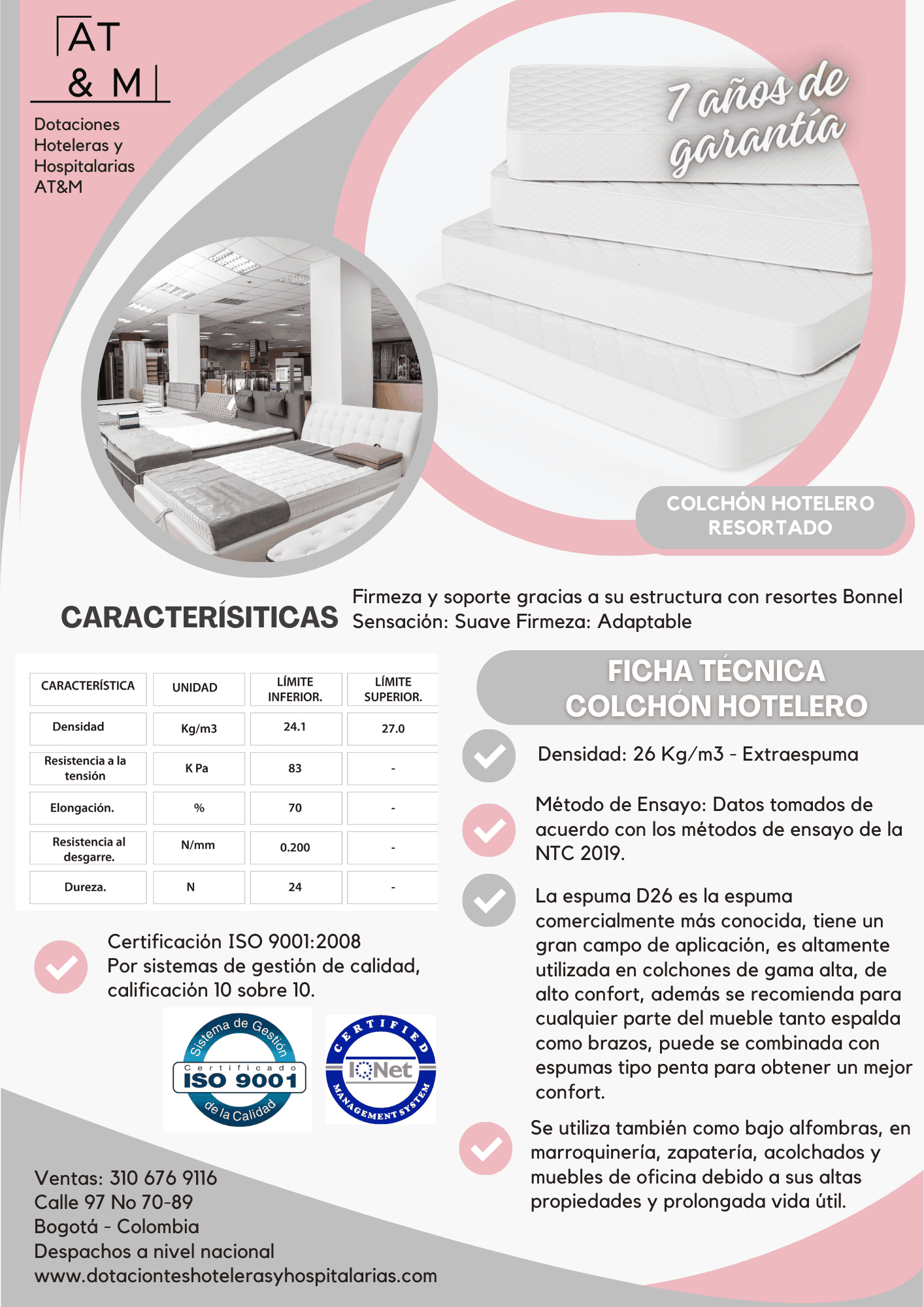 COLCHÓN HOTELERO RESORTADO 32 CM | Dotaciones AT&M